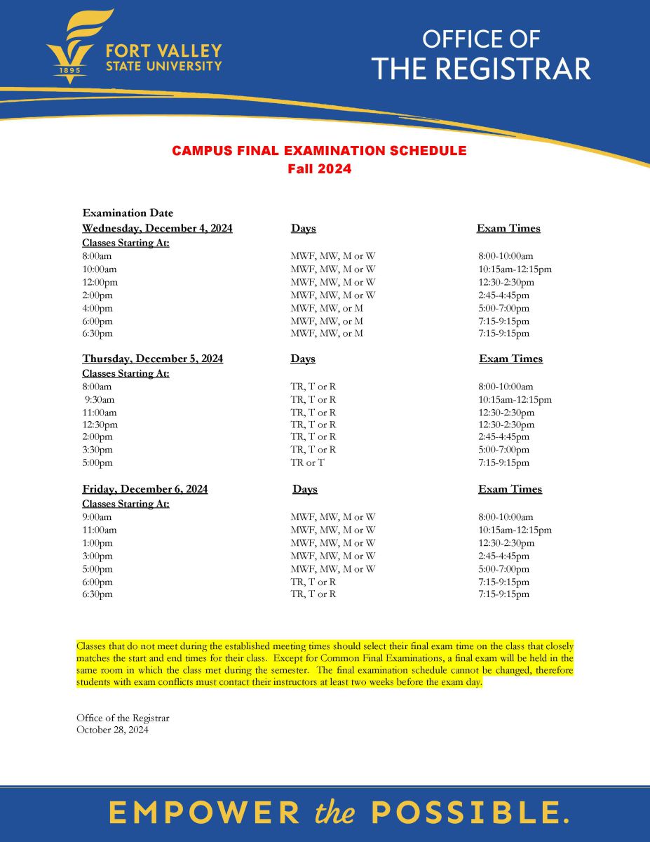 Final Examinations - Registrar - Fort Valley State University